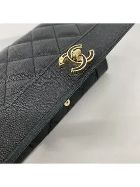CHANEL | Bags | Chanel Wallet Mademoiselle Caviar Leather Black ...